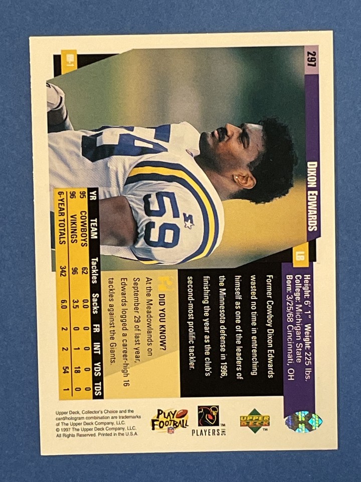 Dixon Edwards 1997 Upper Deck Collector's Choice Base #297 | eBay