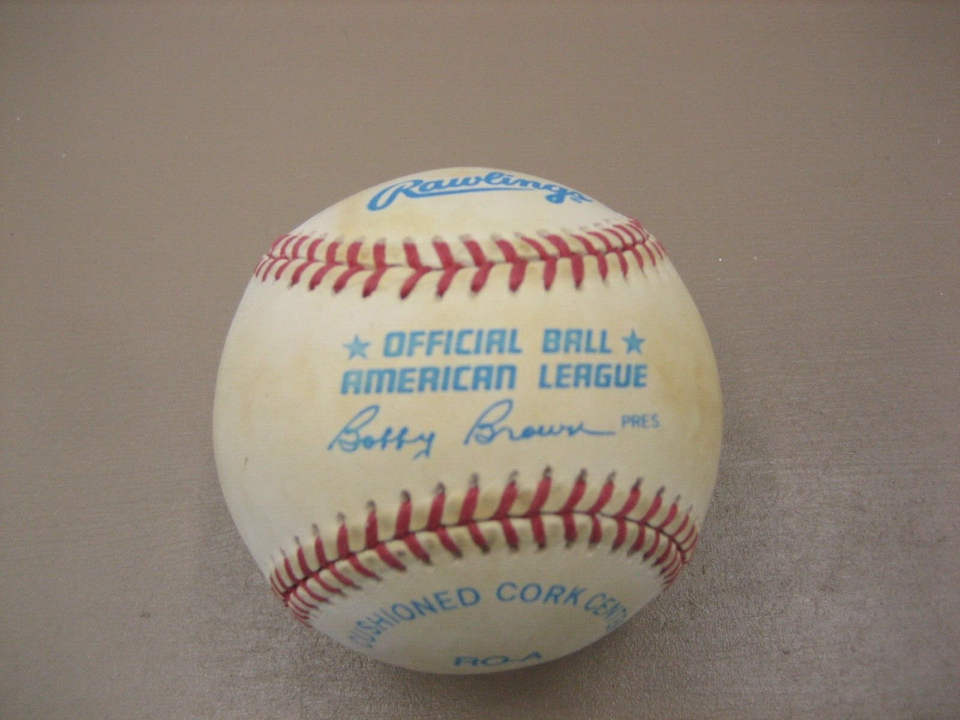 Whitey Ford Signed / Autographed OAL Bobby Brown Baseball w/ Plastic ...