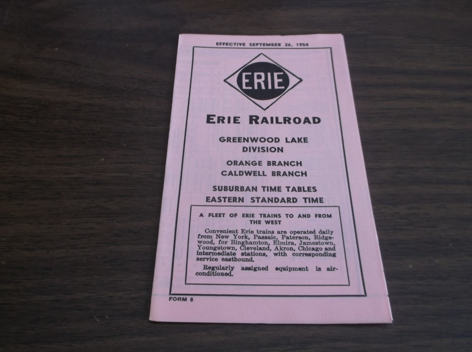 SEPTEMBER 1954 ERIE RAILROAD FORM 8 GREENWOOD LAKE DIVISION PUBLIC ...
