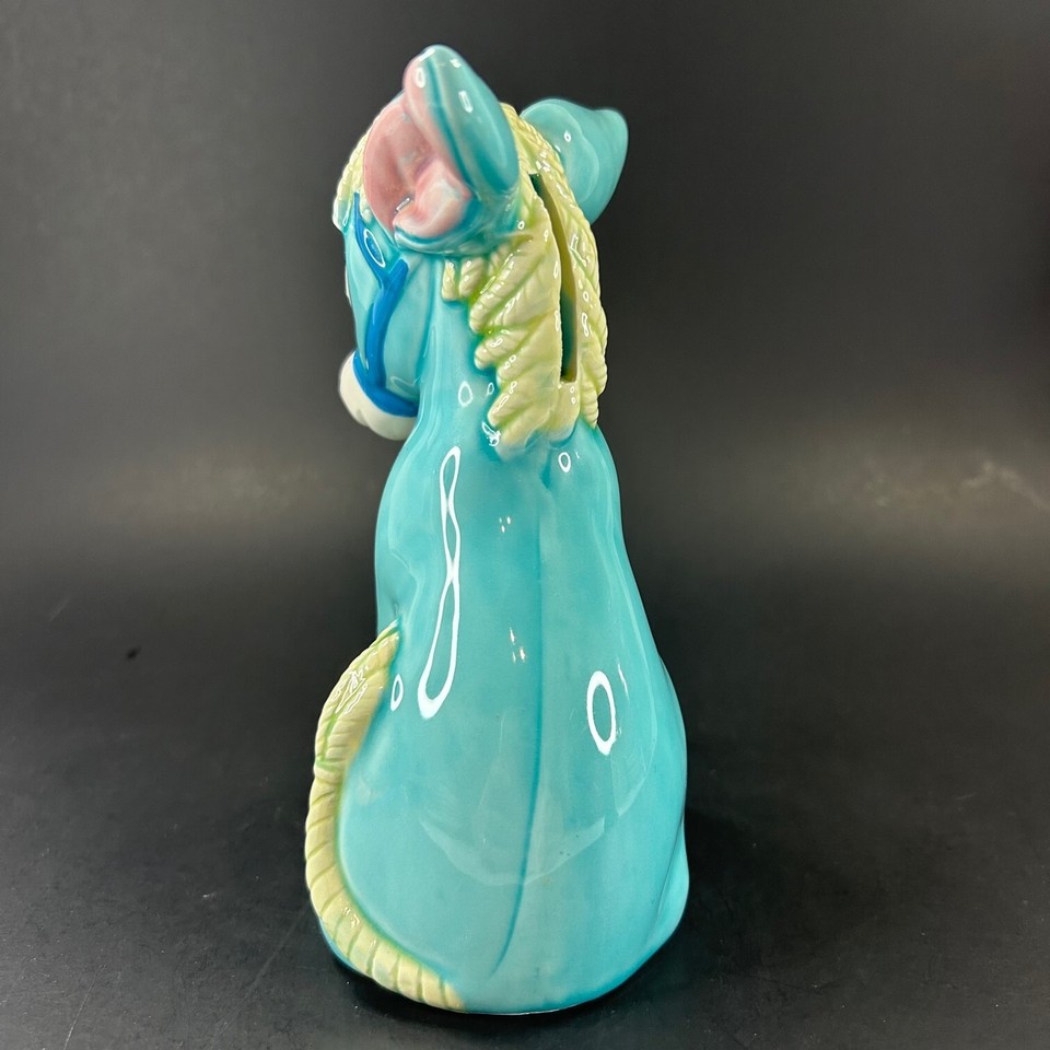 Lefton Japan Ceramic Hand Painted Turquoise Blue Donkey Bank H5958 | eBay