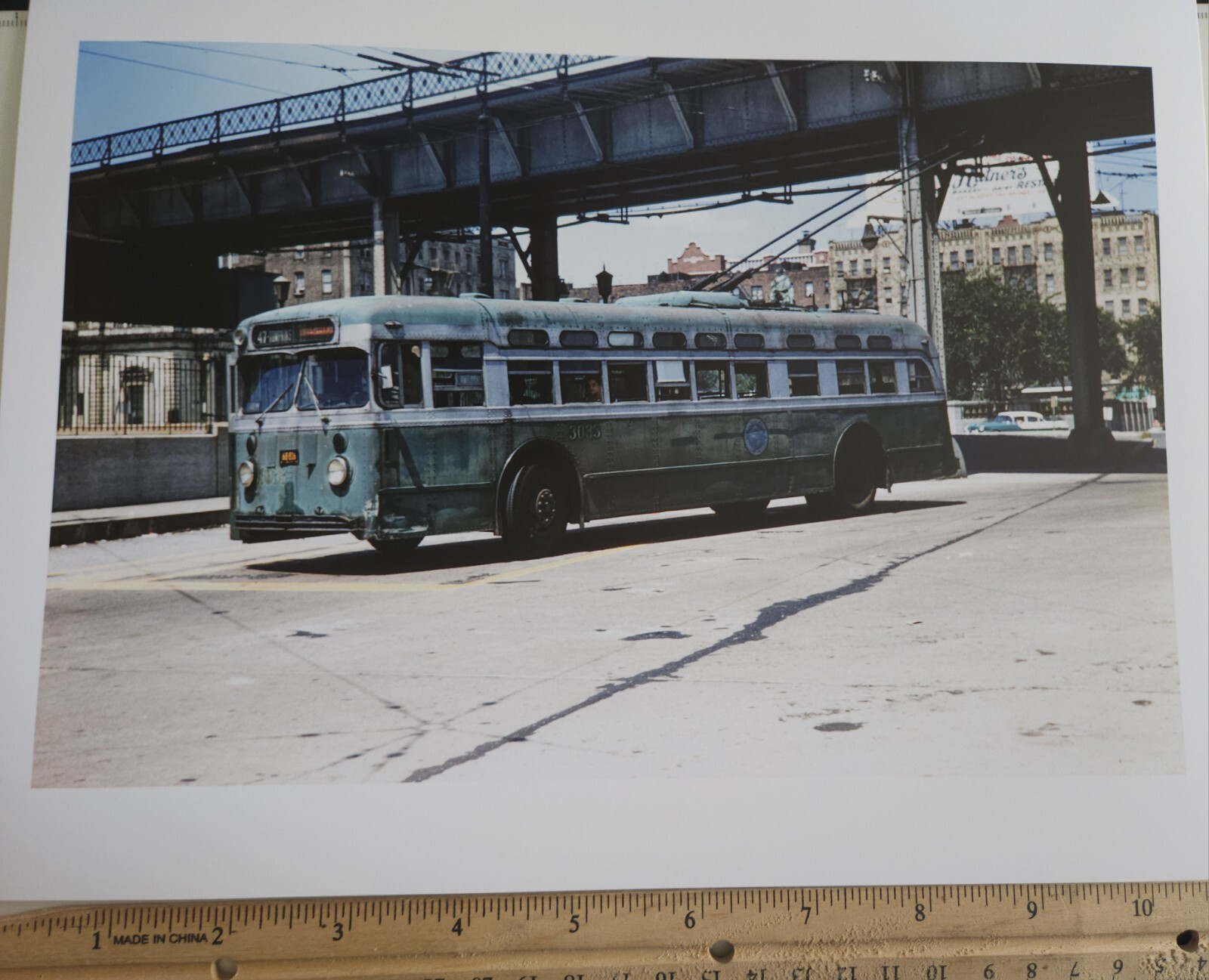 1960 Trolley Coach Bus Williamsburg Plaza Scene Brooklyn NEW YORK CITY ...