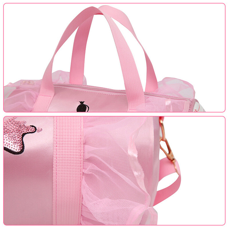 Girls Latin Ballet Dance Bags Ruffle Pink Barrels Shoulder Bag Handbag ...