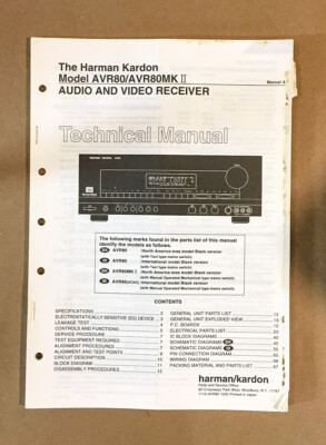 Harman Kardon AVR80 AVR80MKII Receiver Service Manual *Original* | eBay