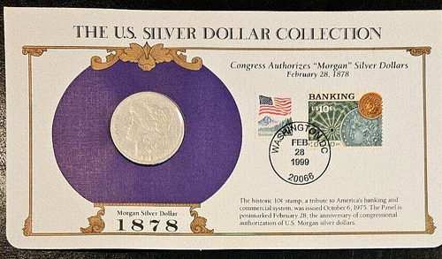 1878 Morgan Silver Dollar, US Postal Commemorative Stamp Set, Rare 10 ...