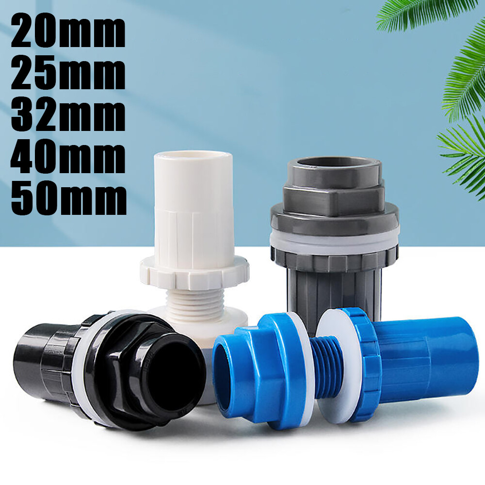 20/25/32/40/50mm PVC Pipe Fitting Tank Connector Bulkhead Pressure For ...