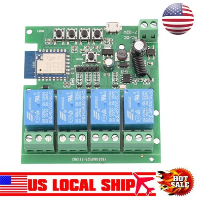 USB 5V / DC7-32V 4 Channel WIFI Remote Control Relay Switch Module ...