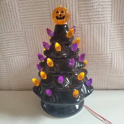 Way to Celebrate! LED Light up Purple and Orange Ceramic Halloween ...