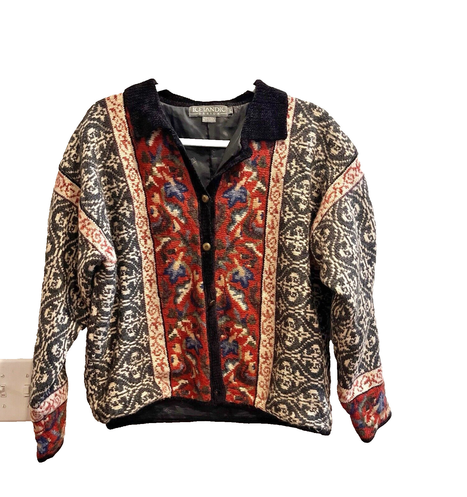 Icelandic Design Wool Fair Isle Jacket Large Women's … - Gem