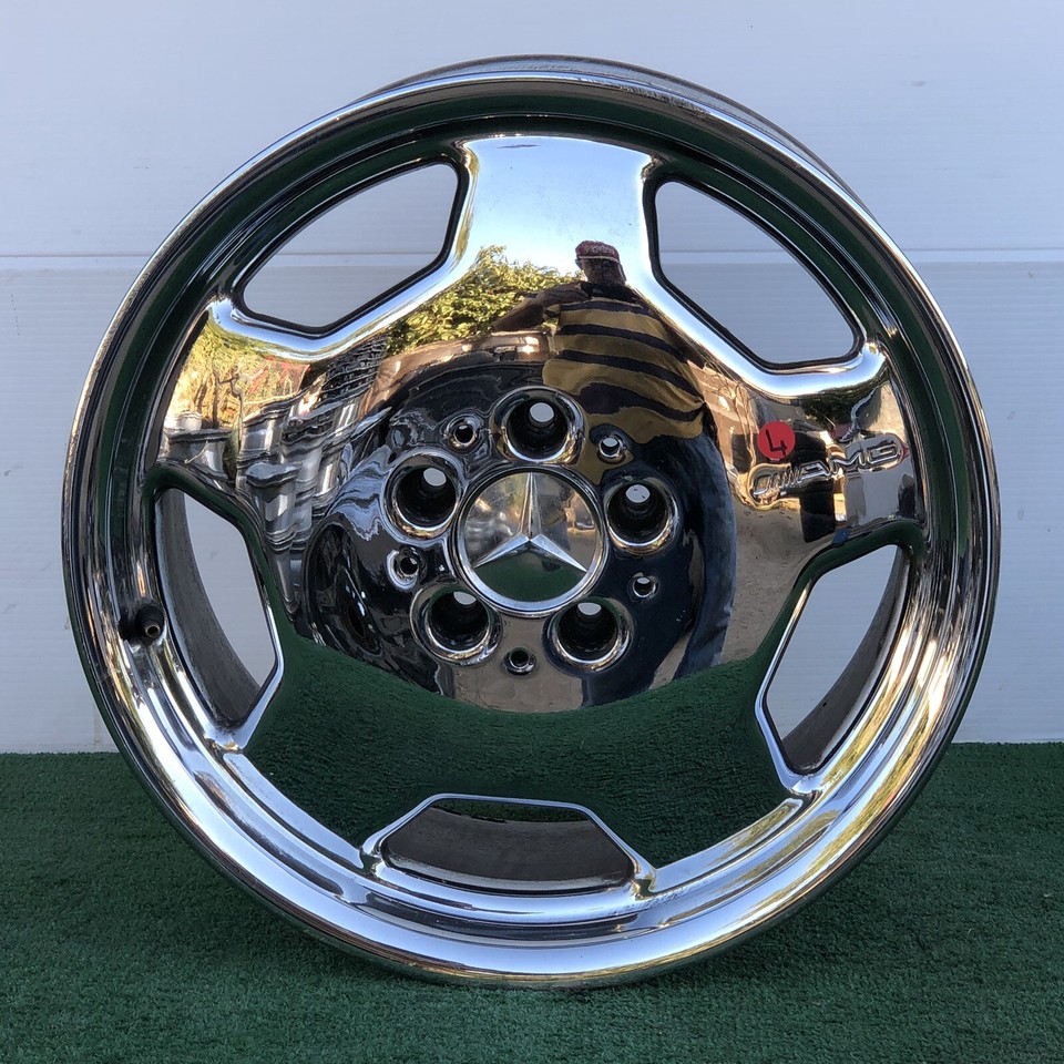 MERCEDES BENZ AMG MONOBLOCK 17" GENUINE FACTORY OEM CHROME WHEELS RIMS ...