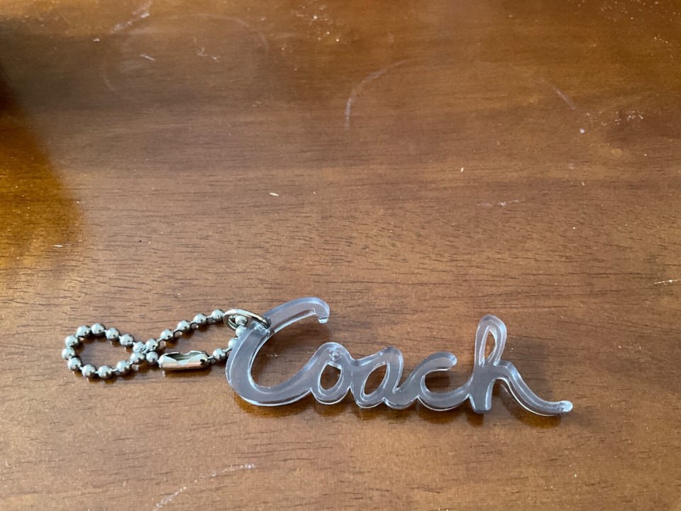 Coach Script Poppy Hang Tag Key Fob Purse Charm Clear 3" Long | eBay