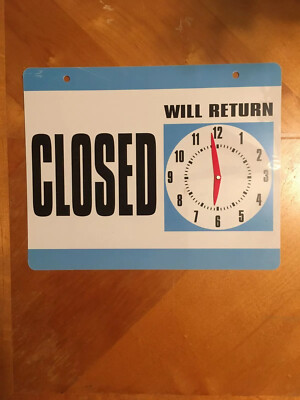 One Sided Closed (Will Return) Sign with Manual Clock | eBay