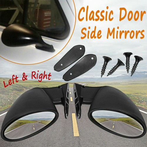 PAIR California Classic Universal Black Side Mirrors Hot Rod Rat Rod ...