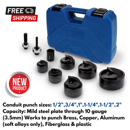 Manual Knockout Punch Kit for Cut 1/2"-2" Electrical Conduit Holes ...
