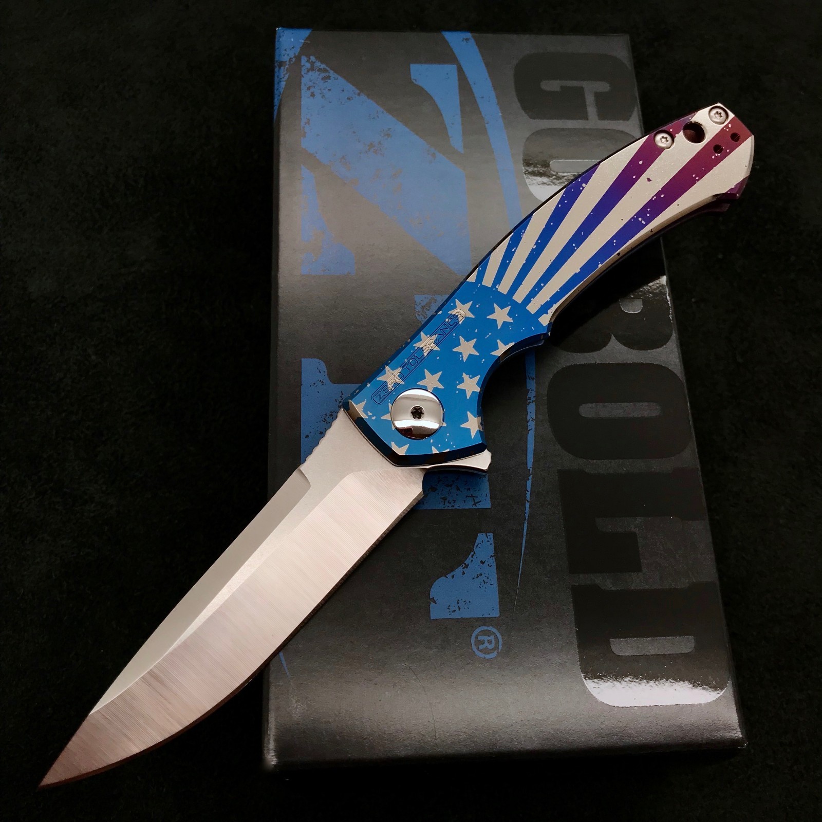 Zero Tolerance ZT 0450 Plain Edge Folder USA Starburst Ano. Ti screws ...