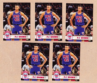 5 P.J. Brown 1993-94 Hoops Gold Rookie cards #369 New Jersey Nets BV ...