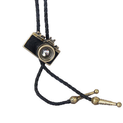 Leather Necktie with Camera Pendant Cord Bolo Tie Rope Necklace for ...