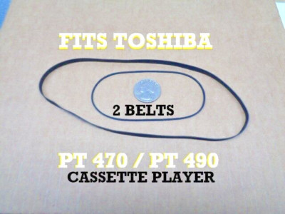 2 PCS BELTS FOR TOSHIBA PT 470 and PT 490 CASSETTE PLAYER (2 NEW BELTS ...