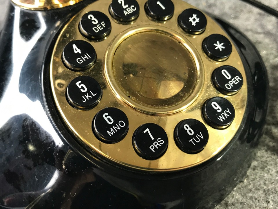 Reproduction Candlestick Telephone Push Button Antique Gold & Black | eBay