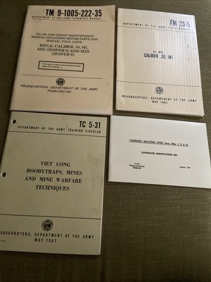 Army BOOBYTRAPS Book Manual TC 5-31 SNIPER .30 FM 23-5 TM 9-1005-222-35 ...