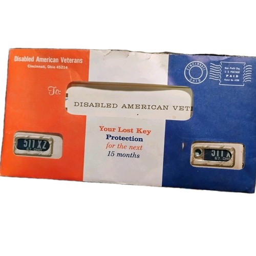 Rare 1967 DAV License Plate Keychain Tags On Card And Envelope | eBay
