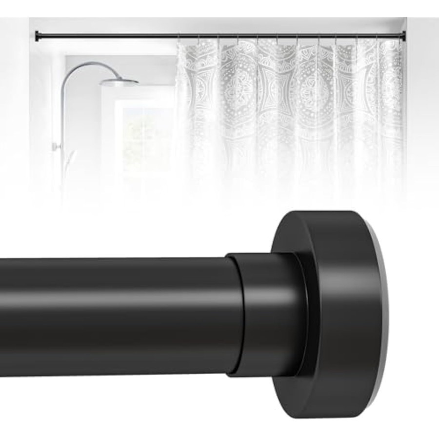Black Shower Curtain Rod 18 to 45Inch:Small Spring Tension Shower Rods ...