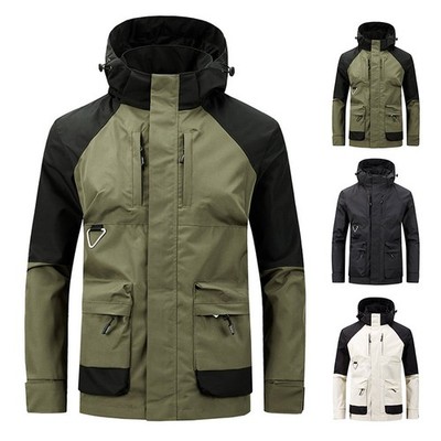 Mens Waterproof Windbreaker Rain Jacket Hooded Hard Shell Outdoor ...