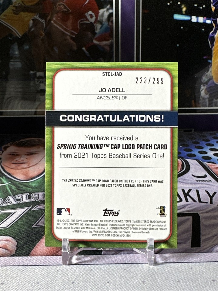 2021 Topps Jo Adell Spring Training Cap Logo Patch 002/299 Angels Black ...