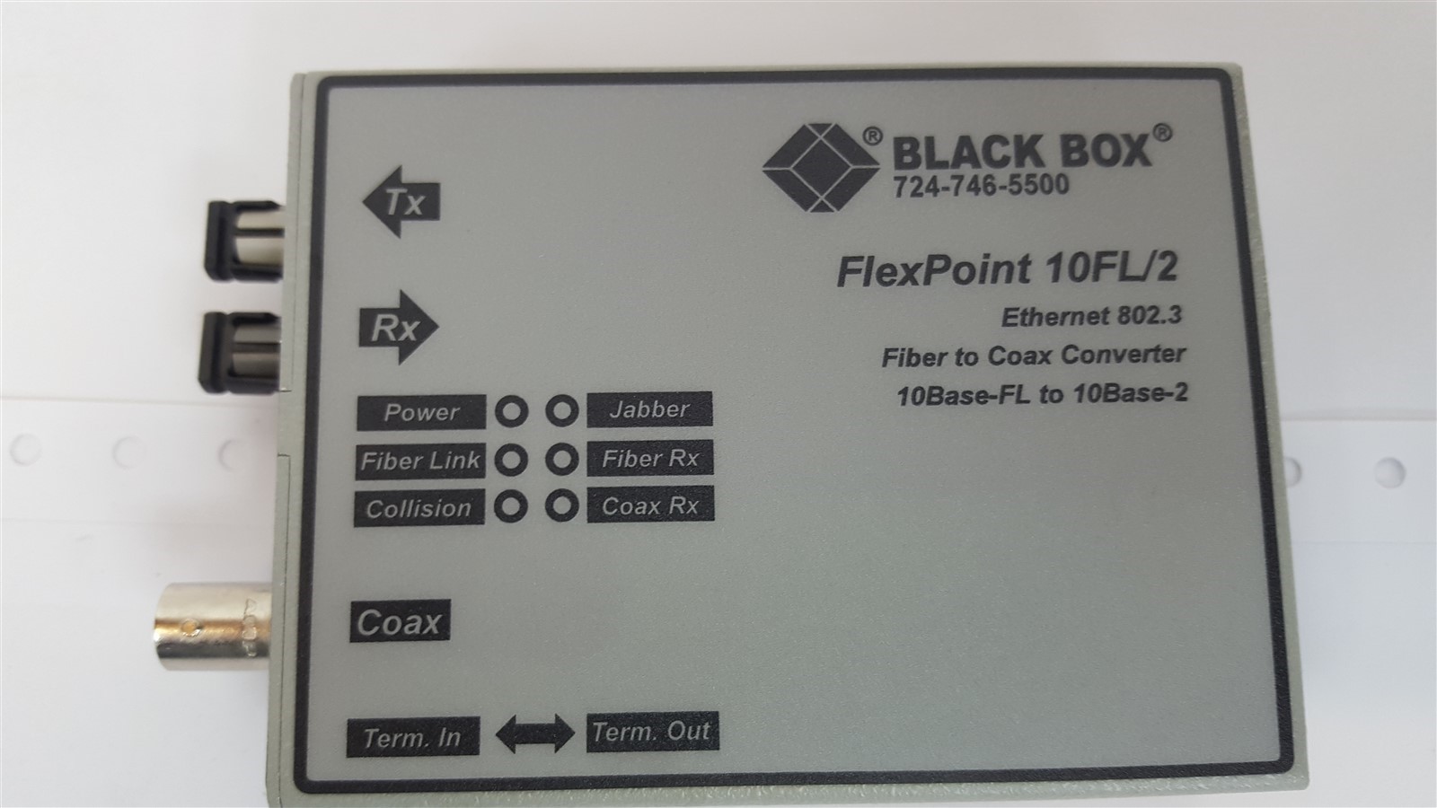 Black Box LCM211A-MM Ethernet 802.3 Fibre to Coax Converter 9VDC 1A ...
