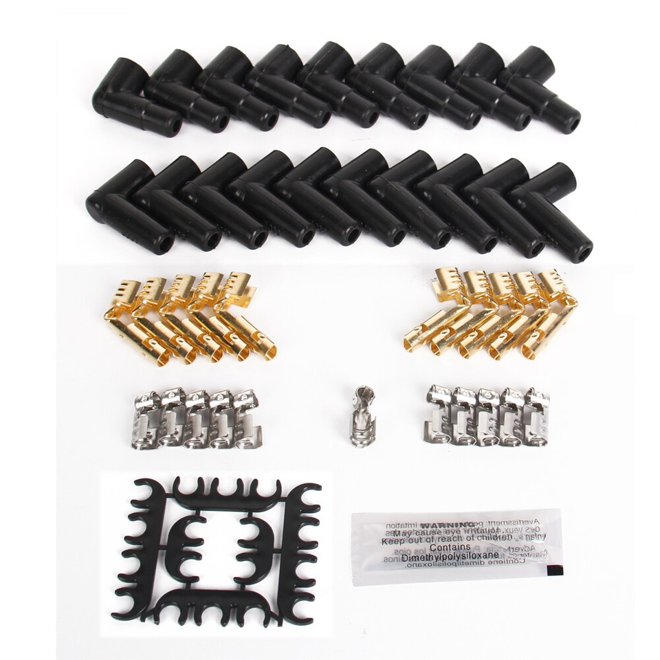 Universal 8mm Spark Plug Ignition Cable Wires Set For Red And Post HEI ...