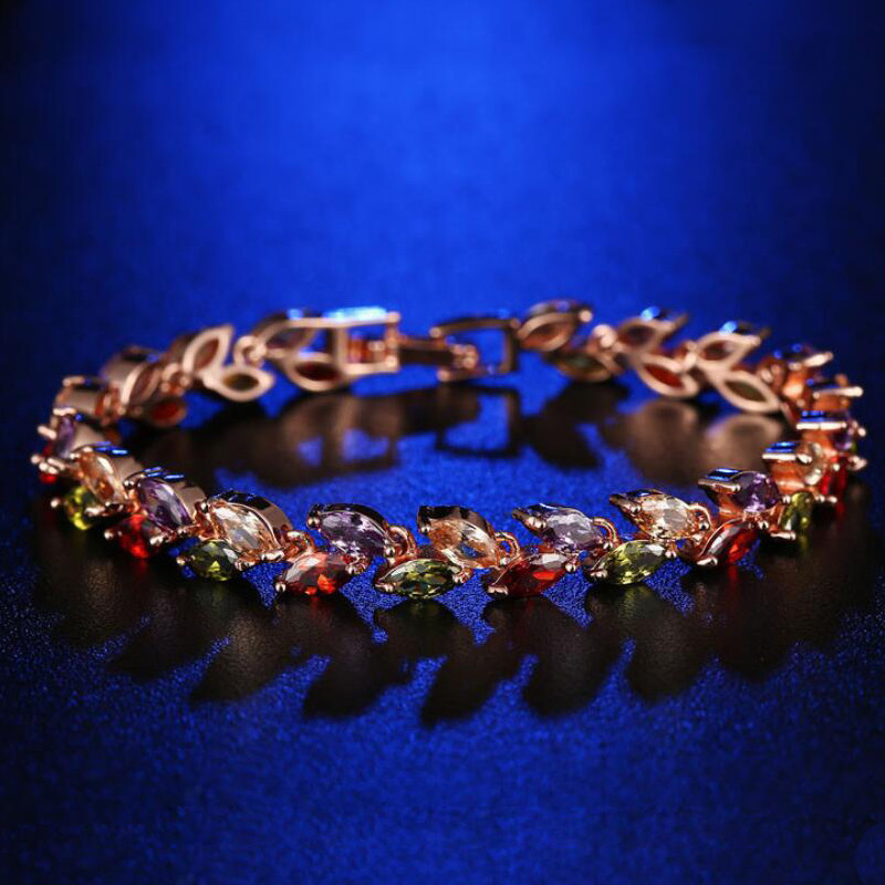 Multi Gems Morganite Purple Amethyst Peridot Garnet Rose Gold Plated ...