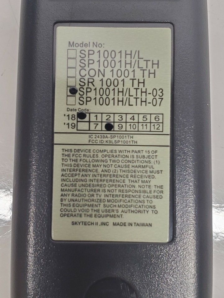 Skytech Fireplace Remote Control SP1001H/LTH-03 Gas-Continuous Pilot ...