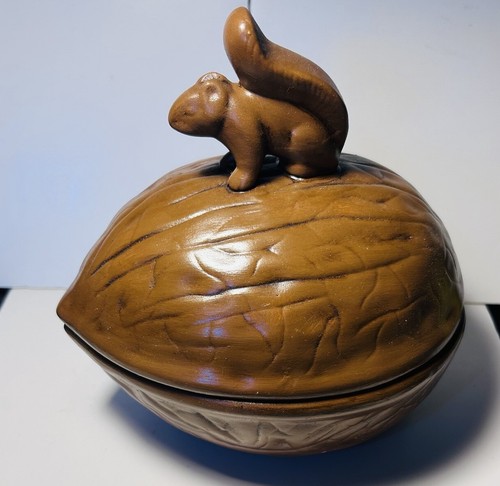 VTG Holland Mold Hand Painted Ceramic Squirrel on Acorn Nut Candy Bowl ...