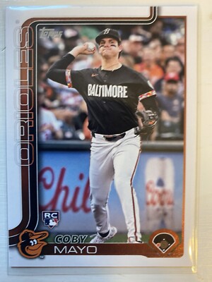 Coby Mayo Rookie RC 2025 Topps Series 1 Baseball Card #20 Baltimore ...