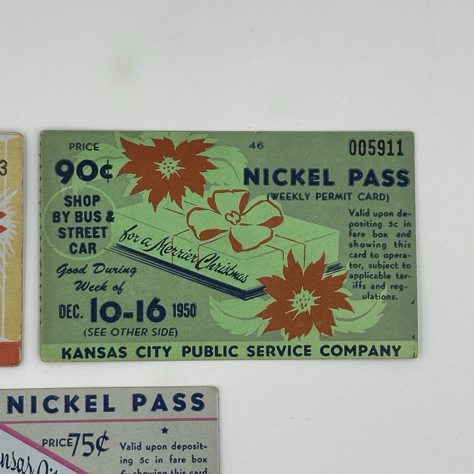 Kansas City Trolley Bus Nickel Pass 3x LOT 1950 Passes SEASONS ...