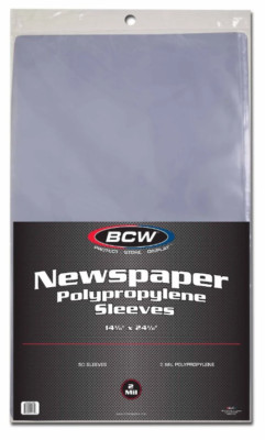 BCW 14x24 Newspaper Sleeves 50Pack Acid Free Archival Large Print ...
