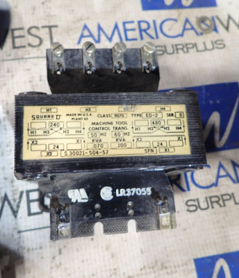 Square D Control Transformer 9070 E02 0.10 KVA 240 480 to 24 volt T1563 ...