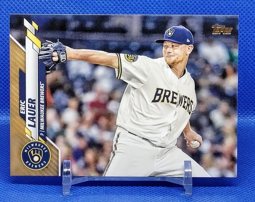 ERIC LAUER. 2020 Topps Baseball. #589. Gold Parallel. Milwaukee Brewers ...