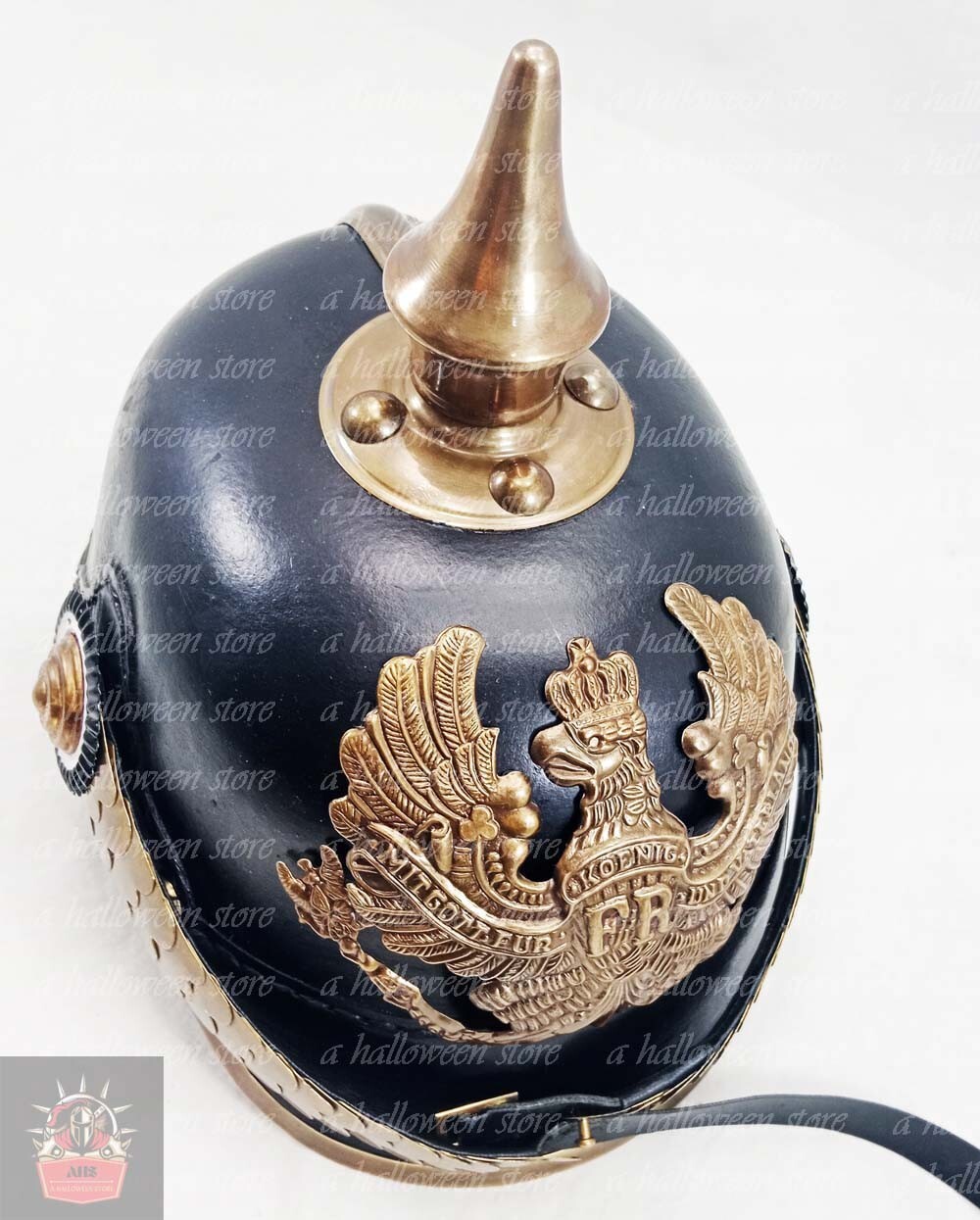 German Prussian Officer Leather Pickelhaube Helmet WW1 WW2 Spiked LARP ...