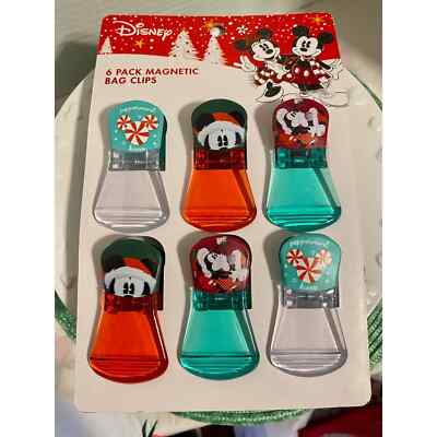 Disney Mickey Mouse Christmas 6 pack magnetic bag clips NEW | eBay