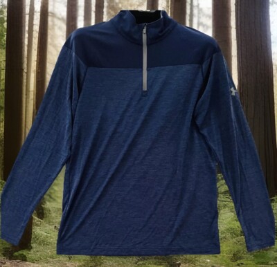 Under Armour Men's Small Loose Heatgear 1/4 Zip Mock Neck Gray Long ...