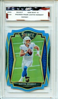2020 Panini Select Prizm Premier #144 Justin Herbert Rookie Card AGC 10 ...
