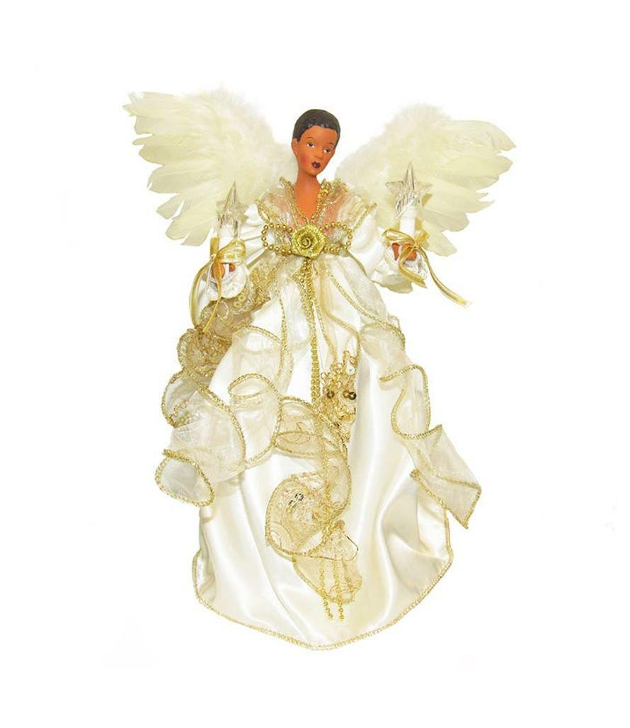 Black Haired Angel Tree Topper Christmas Angel Tree Topper Handmade