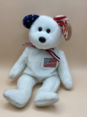 2002 Ty America (White Version) Beanie Baby Bear, 9/11 American Red ...