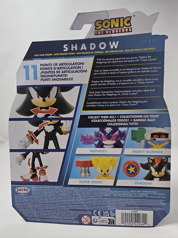 Sonic The Hedgehog SHADOW (w/ Star Spring} Action Figure 2024 JAKKS ...