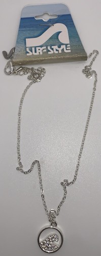 Surf Style Silver Chain Necklace Diamond Surf Pendant 18' 136210 | eBay