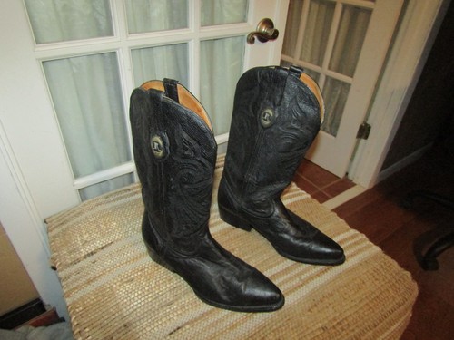 JR Boots Mexico Black Leather Cowboy Western Boots Mens Size 10 Mex 29 ...