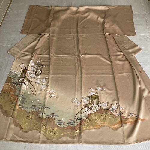 Colored Tomesode Beige Kimono Cherry Blossoms Pine Sakura Unused | eBay