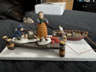 Dept 56 Lobster Trappers New England Village Set Of 4, Dock & Boat ...