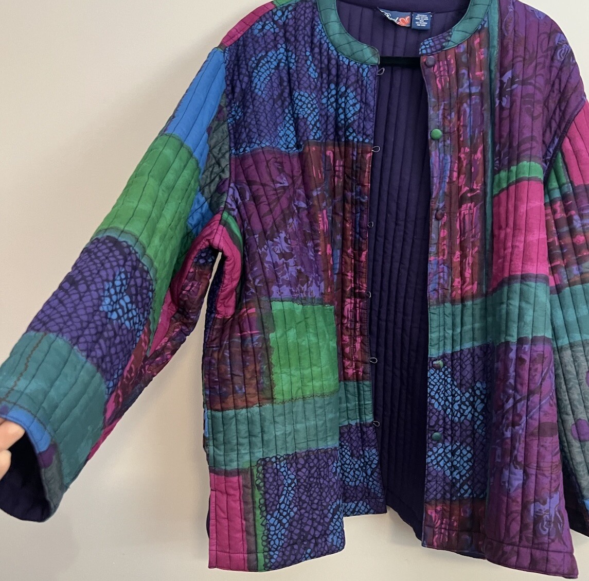 Phool Artsy Quilted Colorful Jacket 3X Reversible Patchwork Purple ...