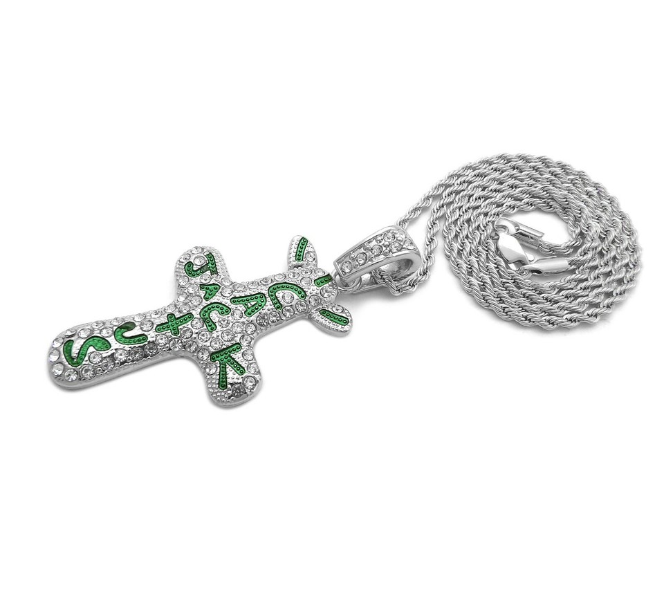 Hip Hop Travis Scott Cactus Jack Cross & 18" ~ 24" Cuban Rope Box Chain ...